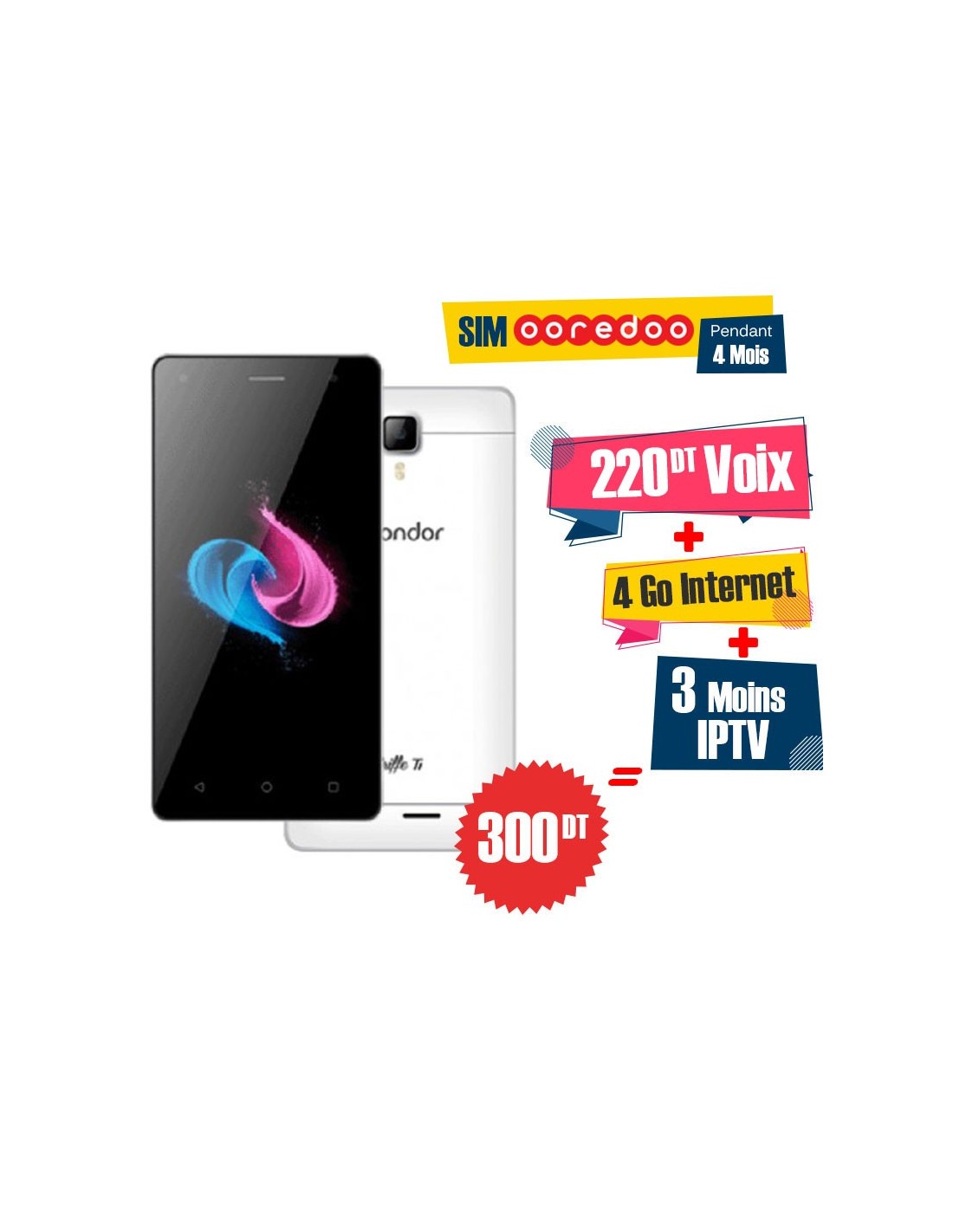 Smartphone CONDOR Griffe T1 4G - Blanc prix tunisie - Price.tn