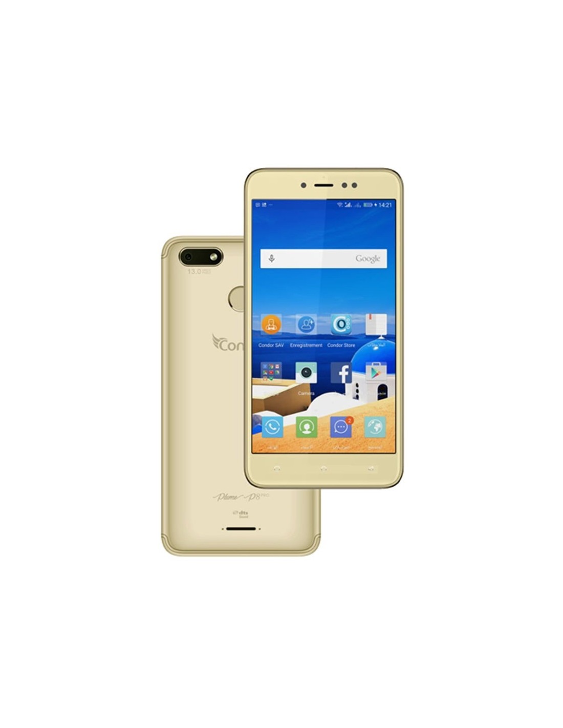 Smartphone Condor Plume P8 Pro - 4G Doré prix tunisie - Price.tn